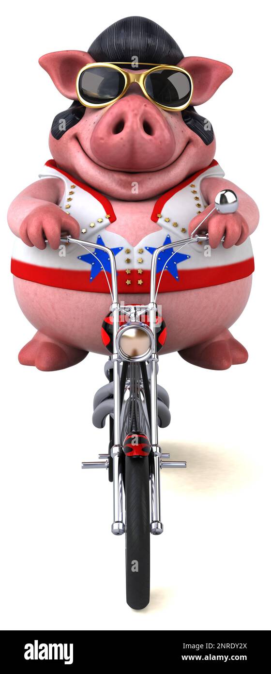 Fun 3D cartoon illustration of a pig rocker Stock Photo - Alamy