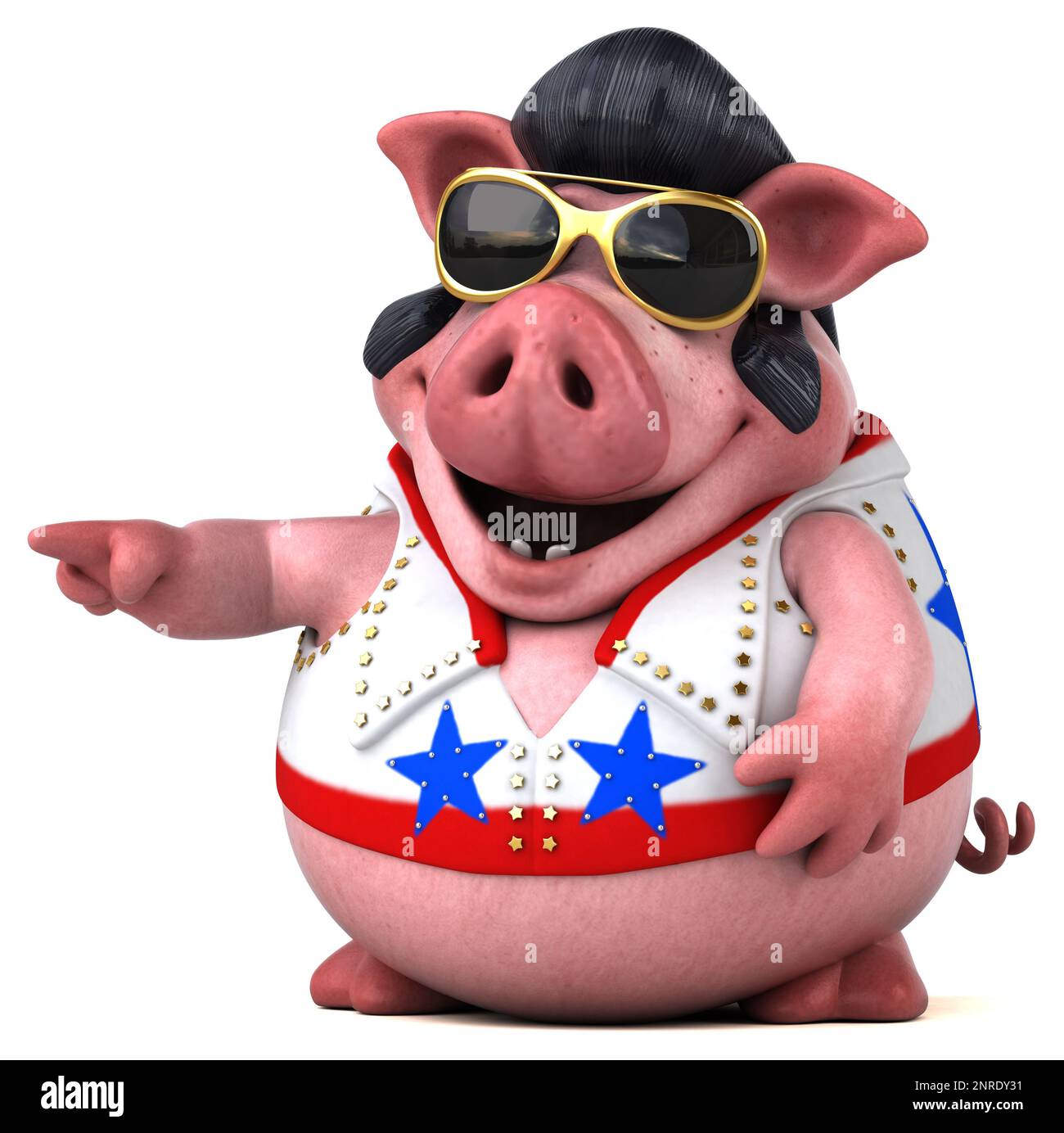 Fun 3D cartoon illustration of a pig rocker Stock Photo - Alamy
