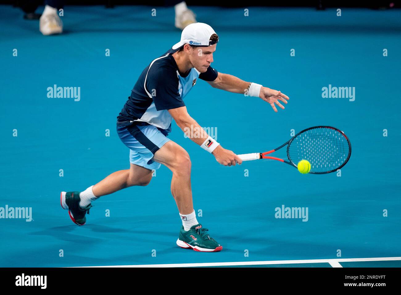 SYDNEY, AUSTRALIA - JANUARY 09: Diego Schwartzman of Argentina plays a ...