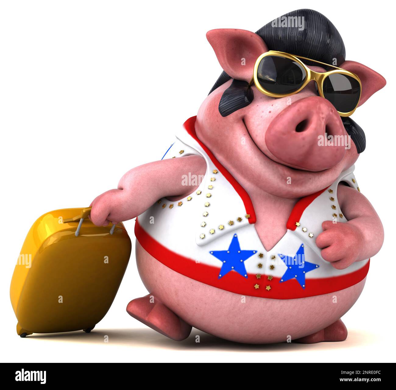 Fun 3D cartoon illustration of a pig rocker Stock Photo - Alamy