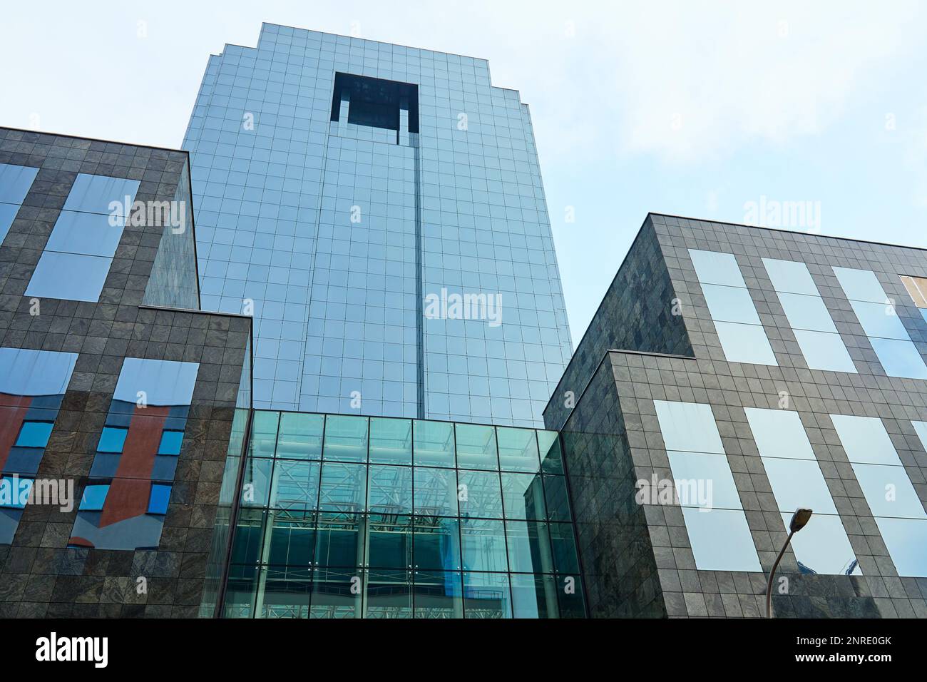 Modern office building in Warsaw, Poland. Skyscrapers facade in city ...