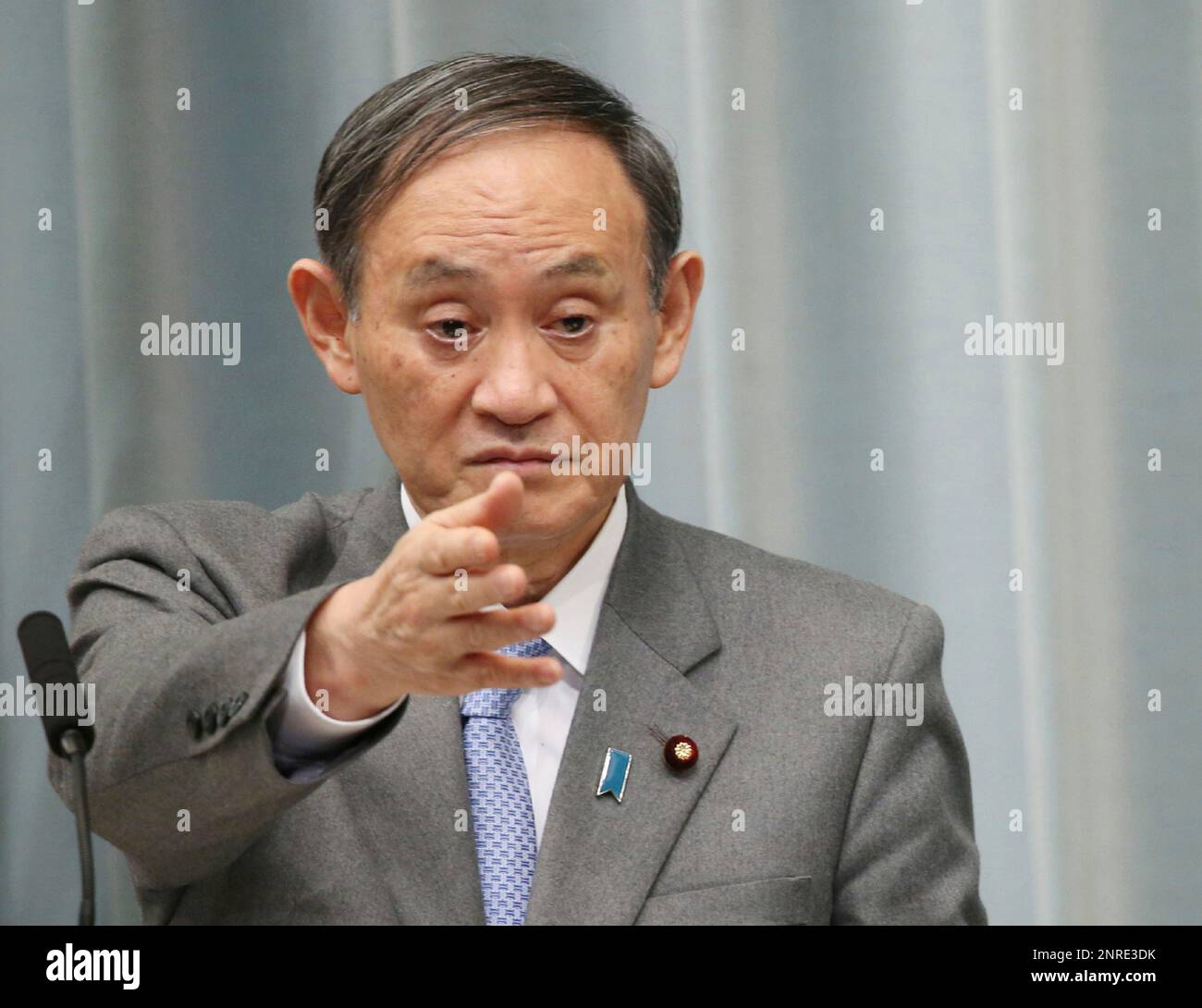 Japan's Chief Cabinet Secretary Yoshihide Suga speaks about the Iran's ...