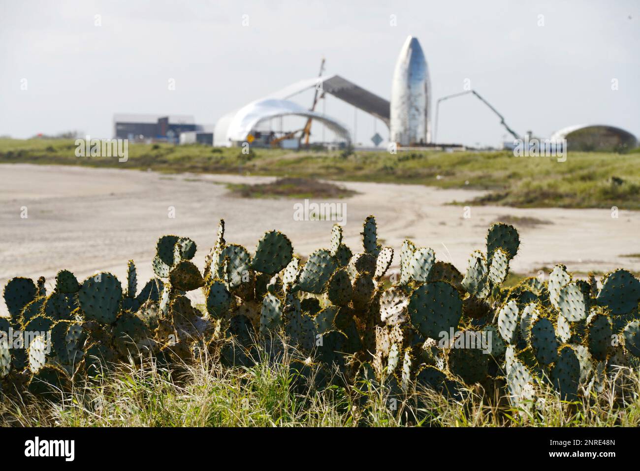A view of the topography and construction site at Boca Chica, Texas at ...