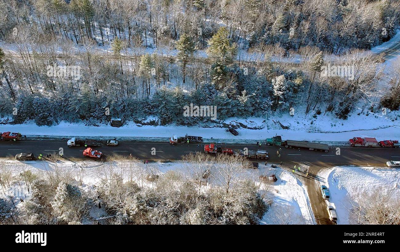In this aerial photo from a Maine Forest Service helicopter released by ...