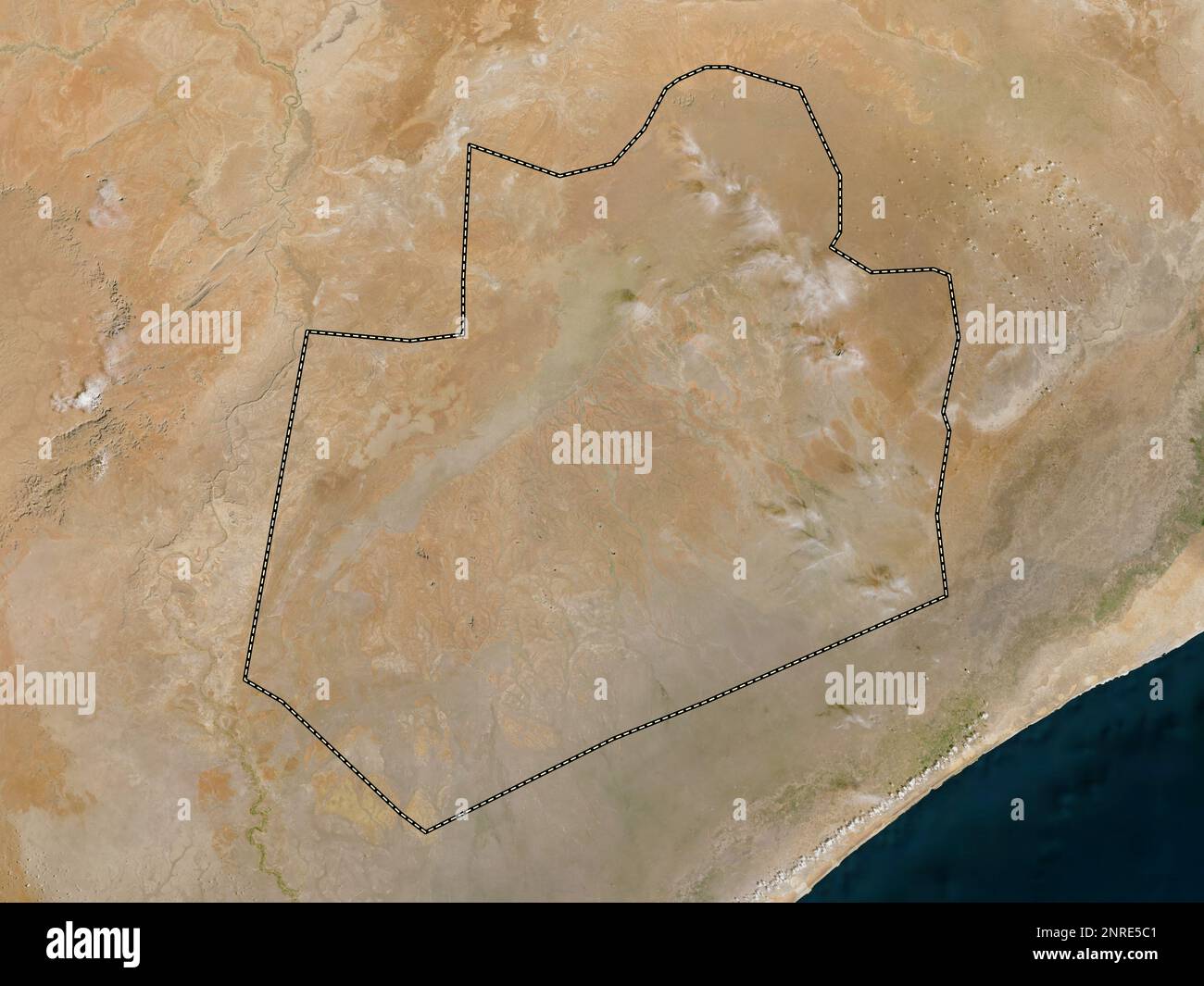 Bay, region of Somalia Mainland. Low resolution satellite map Stock ...