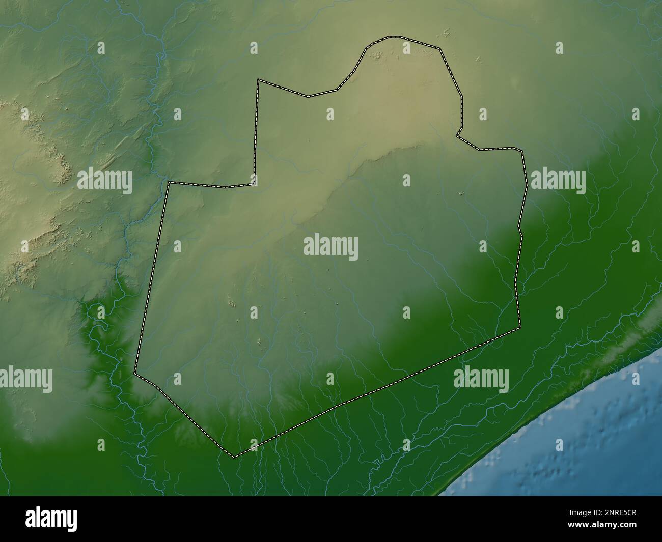 Bay, region of Somalia Mainland. Colored elevation map with lakes and ...