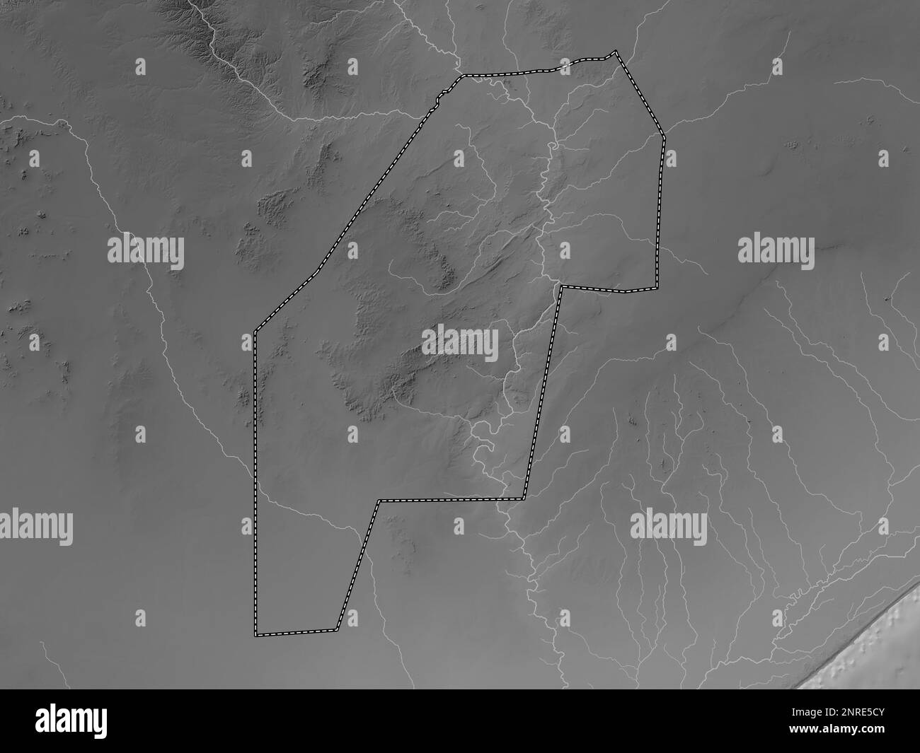 Gedo, region of Somalia Mainland. Grayscale elevation map with lakes and rivers Stock Photo - Alamy