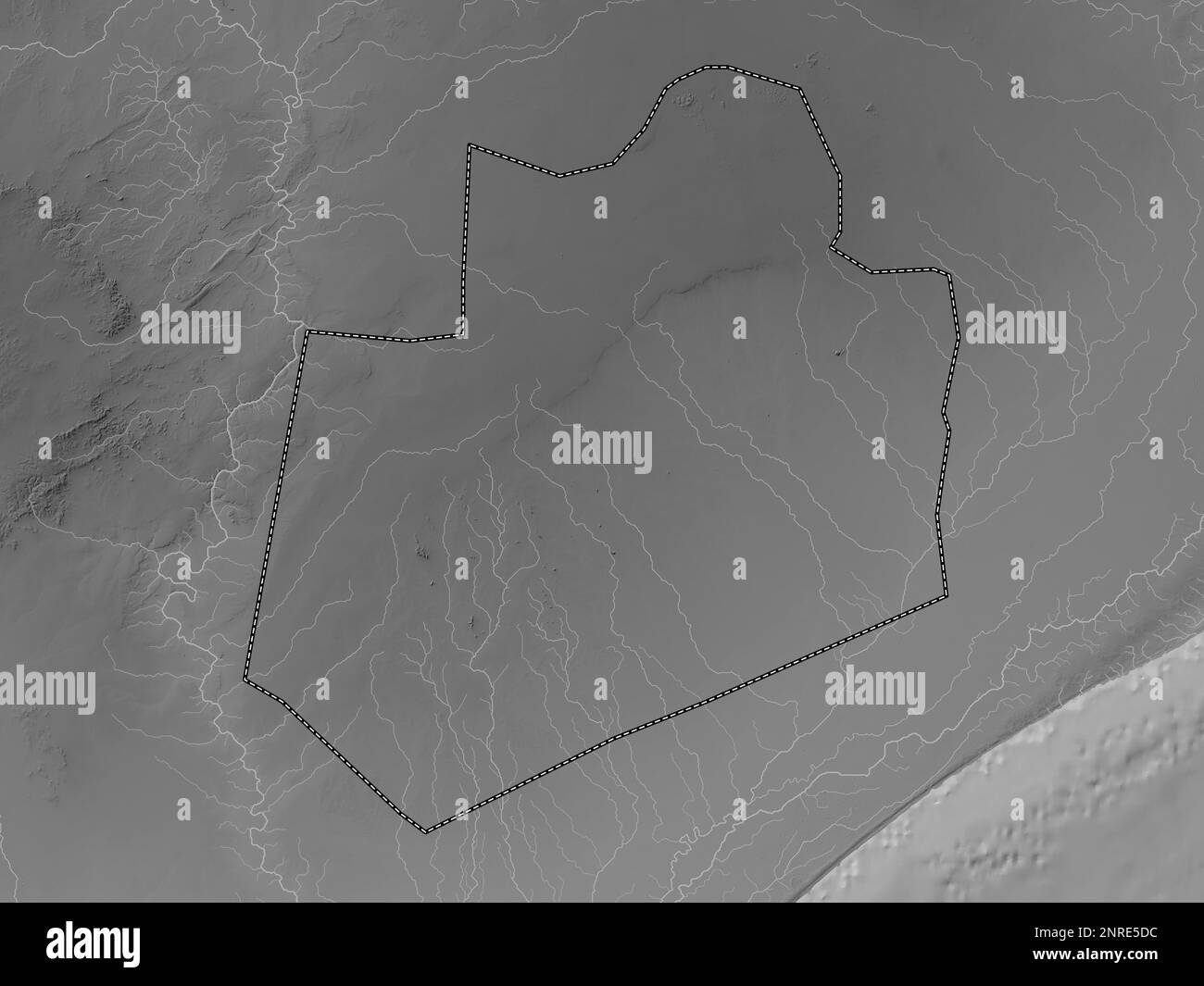 Bay, region of Somalia Mainland. Grayscale elevation map with lakes and rivers Stock Photo - Alamy