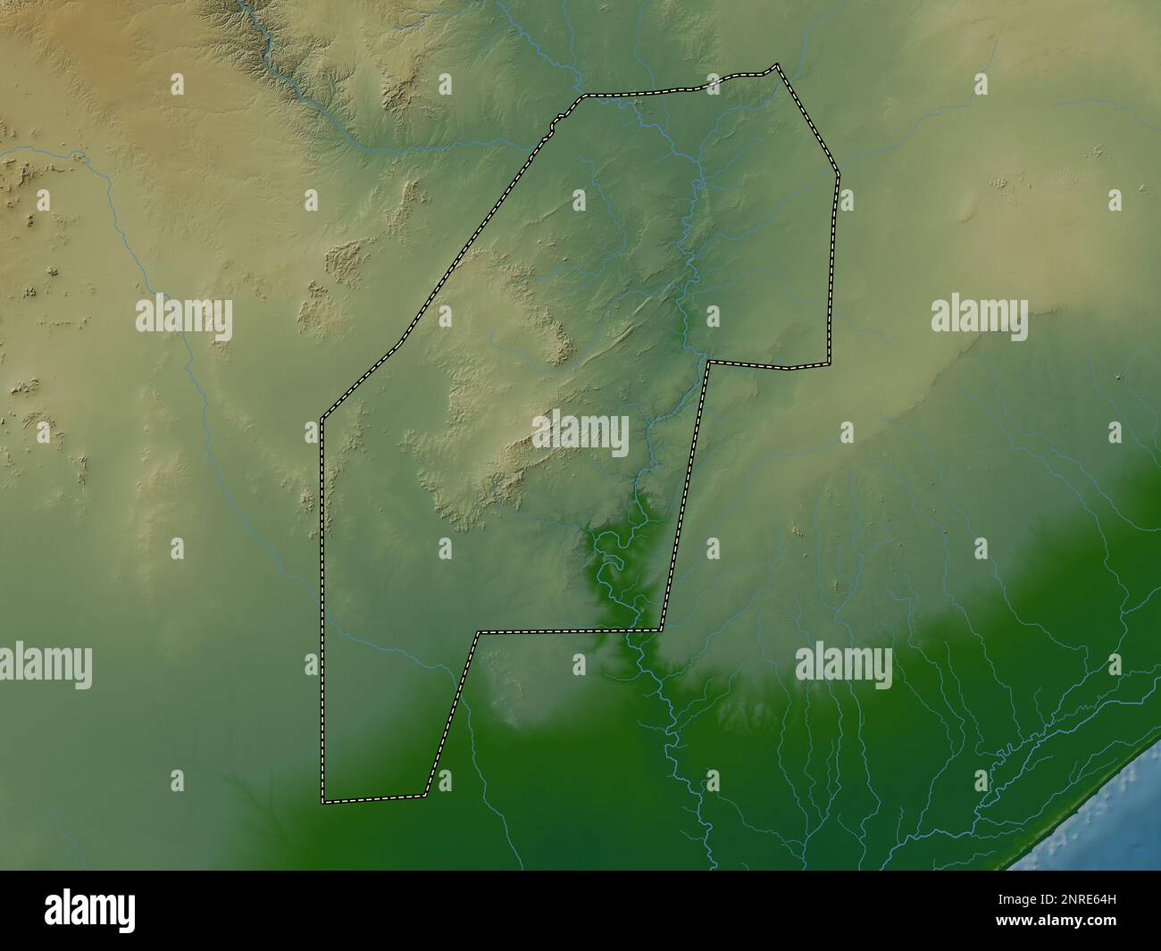 Gedo, region of Somalia Mainland. Colored elevation map with lakes and rivers Stock Photo - Alamy