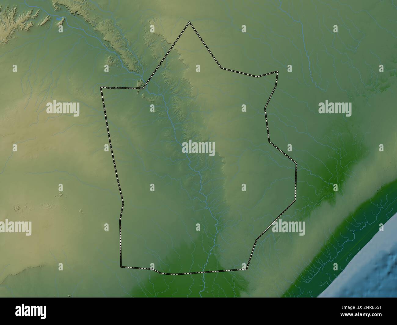 Hiiraan, region of Somalia Mainland. Colored elevation map with lakes ...