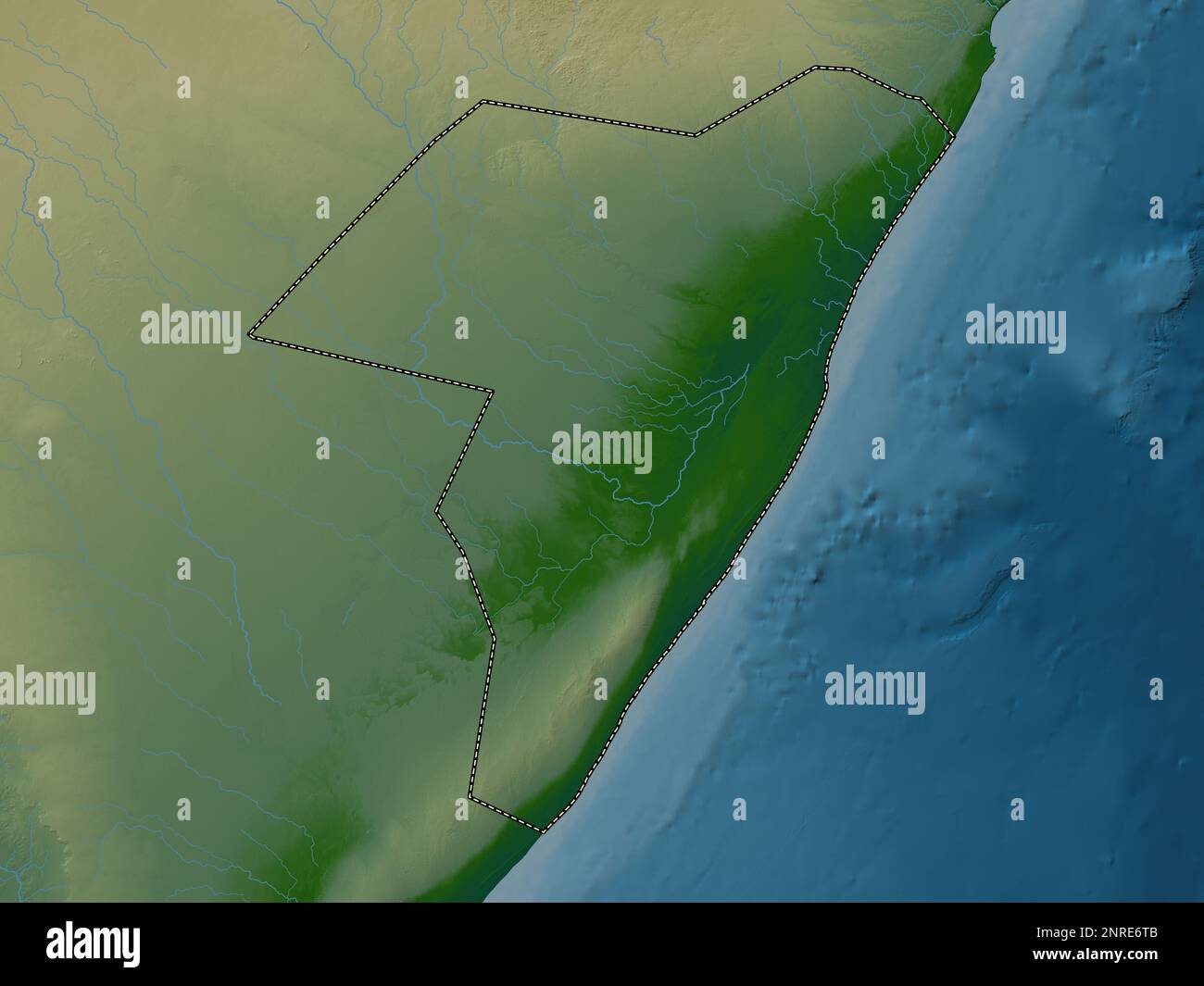 Mudug, region of Somalia Mainland. Colored elevation map with lakes and rivers Stock Photo - Alamy