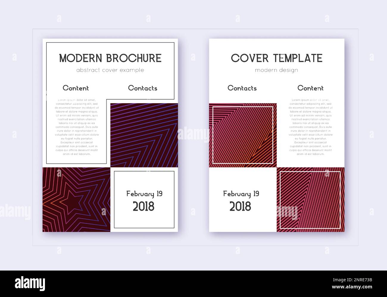 Business cover design template set. Violet abstract lines on dark ...