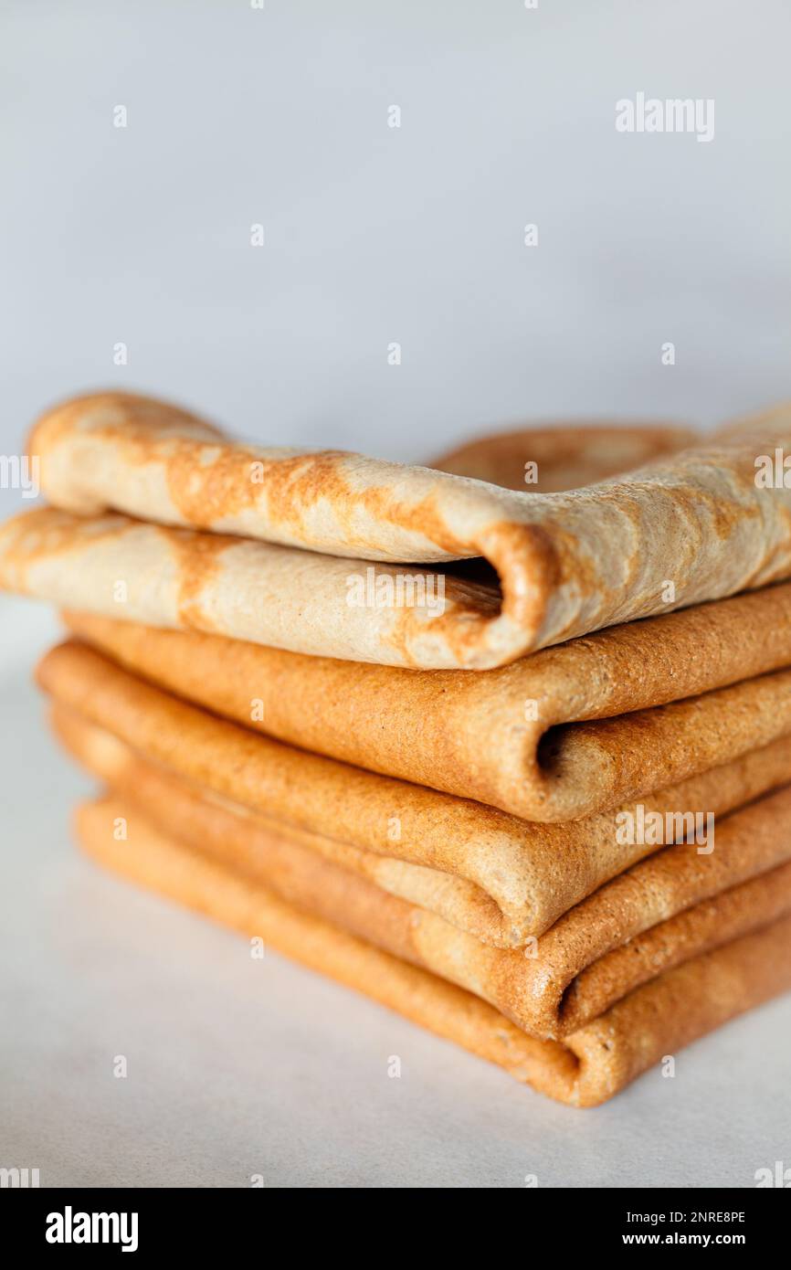 Traditional Russian sweet thin crepes, close-up Stock Photo - Alamy