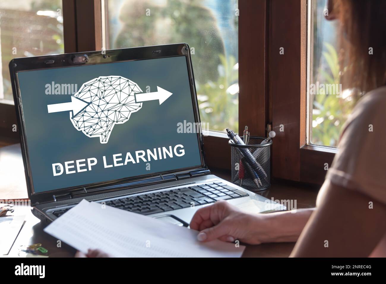 Laptop screen displaying a deep learning concept Stock Photo - Alamy