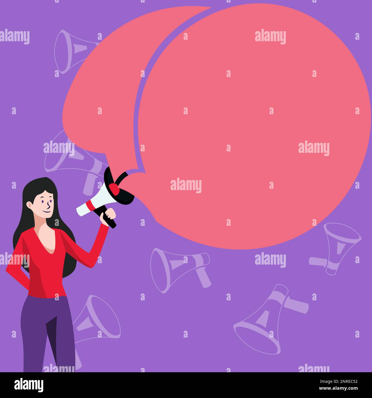 Lady In Uniform Standing Holding Megaphone Presenting Late Tech ...