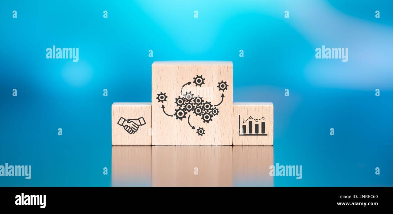 Wooden blocks with symbol of bpo concept on blue background Stock Photo ...