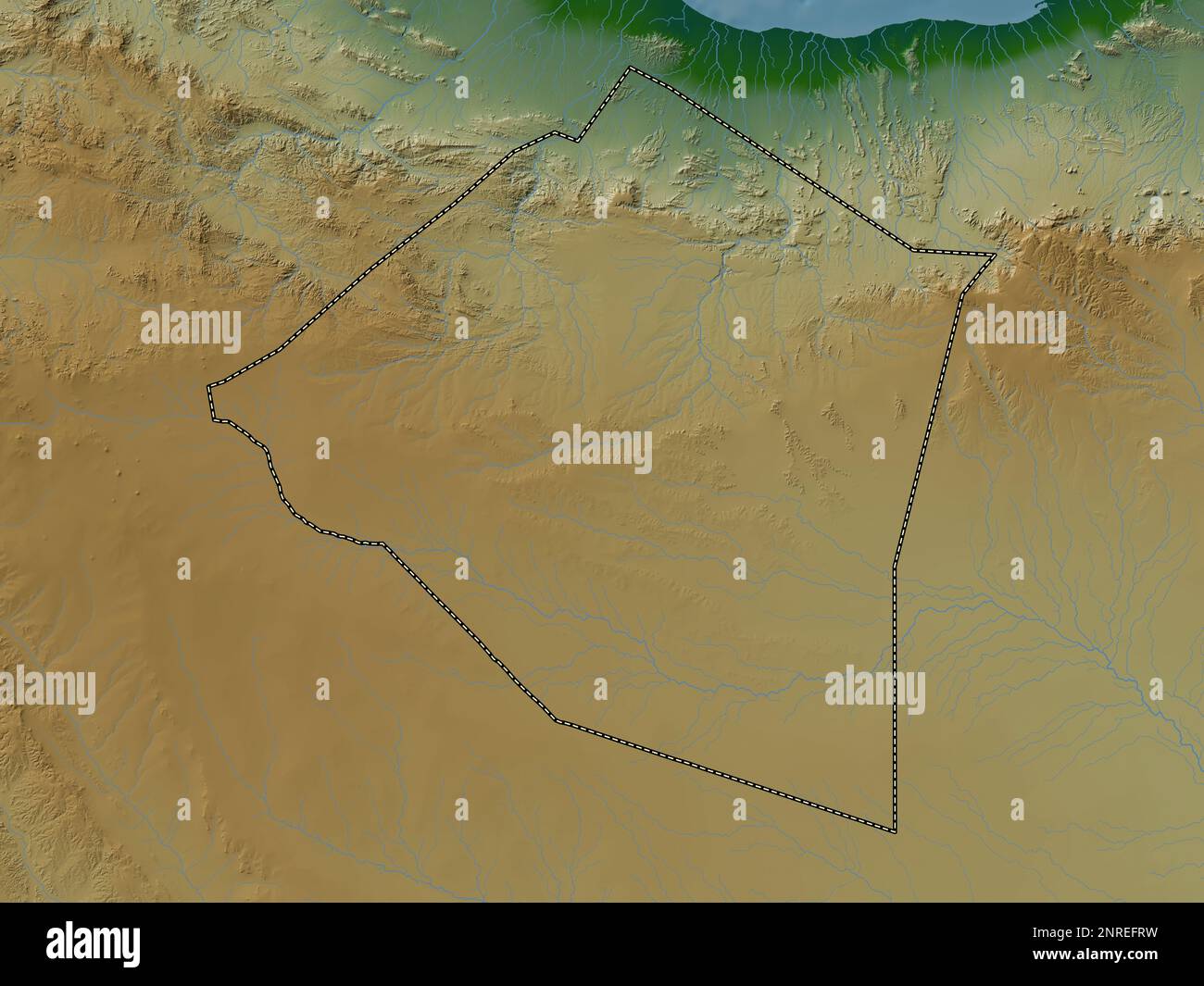 Maroodi Jeex, region of Somaliland. Colored elevation map with lakes ...