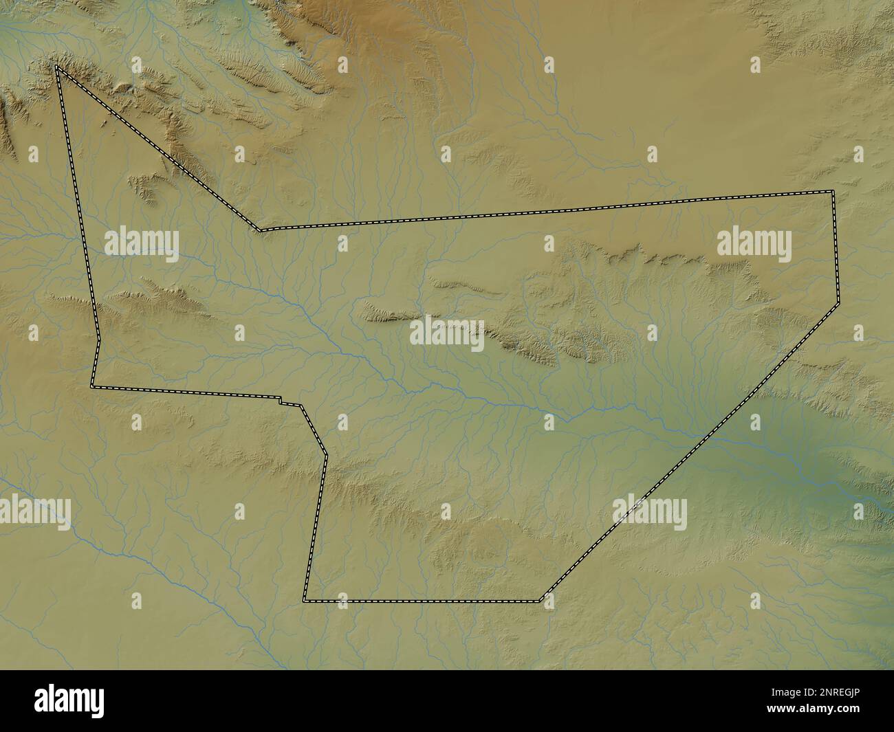 Sool, region of Somaliland. Colored elevation map with lakes and rivers ...