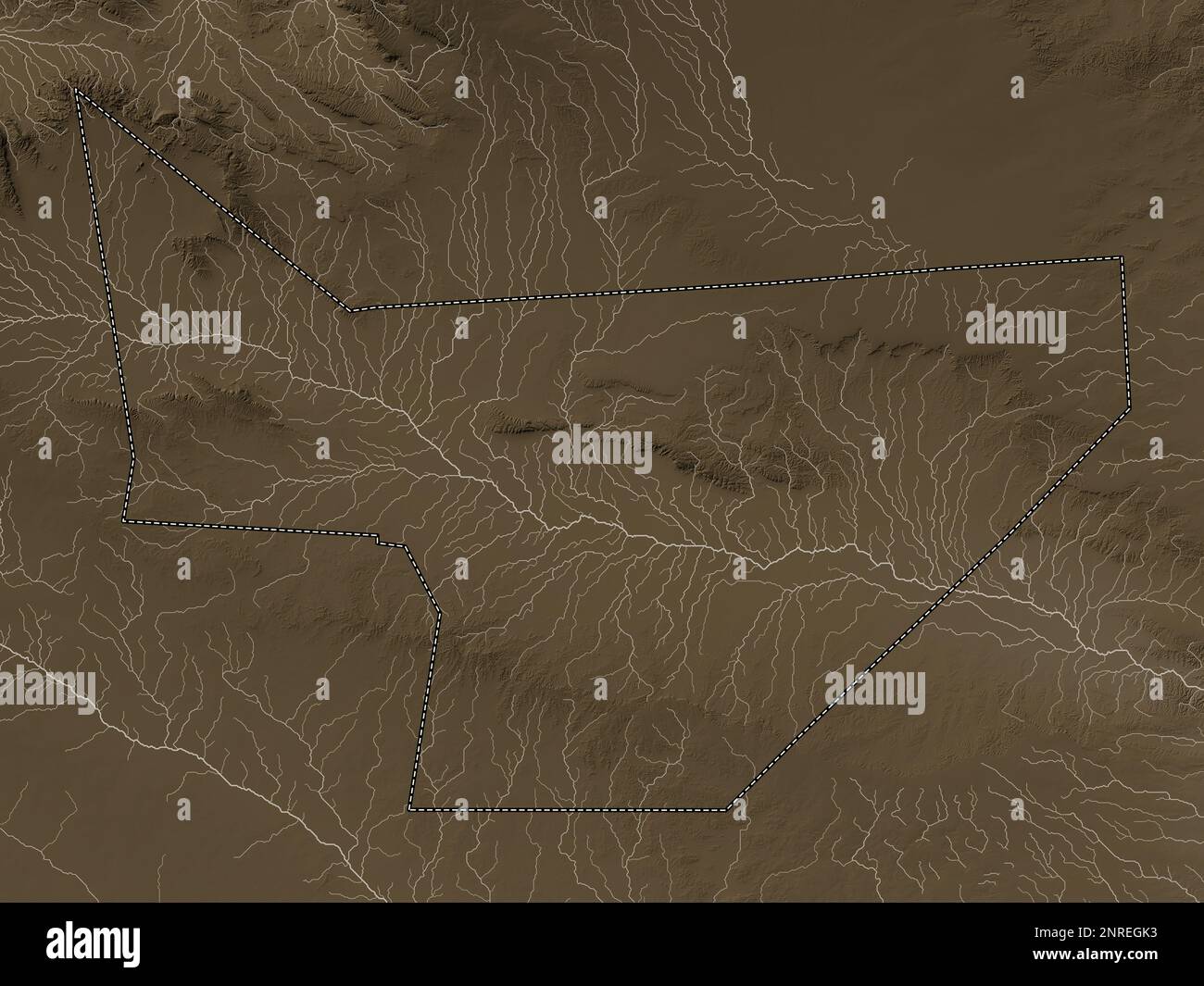 Sool, region of Somaliland. Elevation map colored in sepia tones with ...