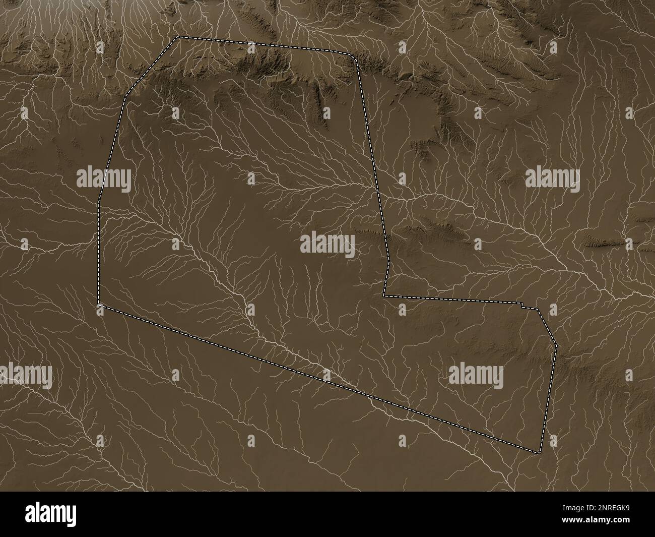 Togdheer, region of Somaliland. Elevation map colored in sepia tones ...