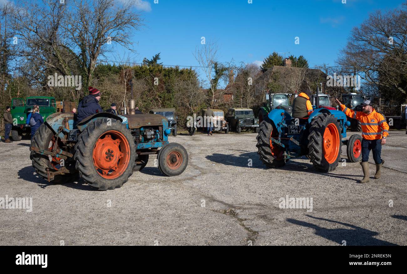 Two vintage Fordson tractors arrive for a charity rally in Wisborough ...