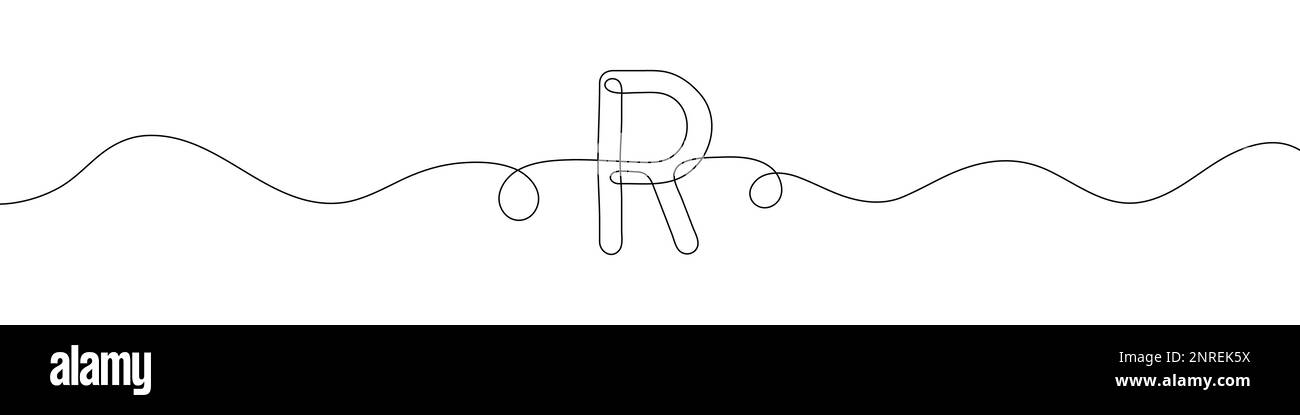 Continuous line drawing of South African Rand currency symbol. Vector ...