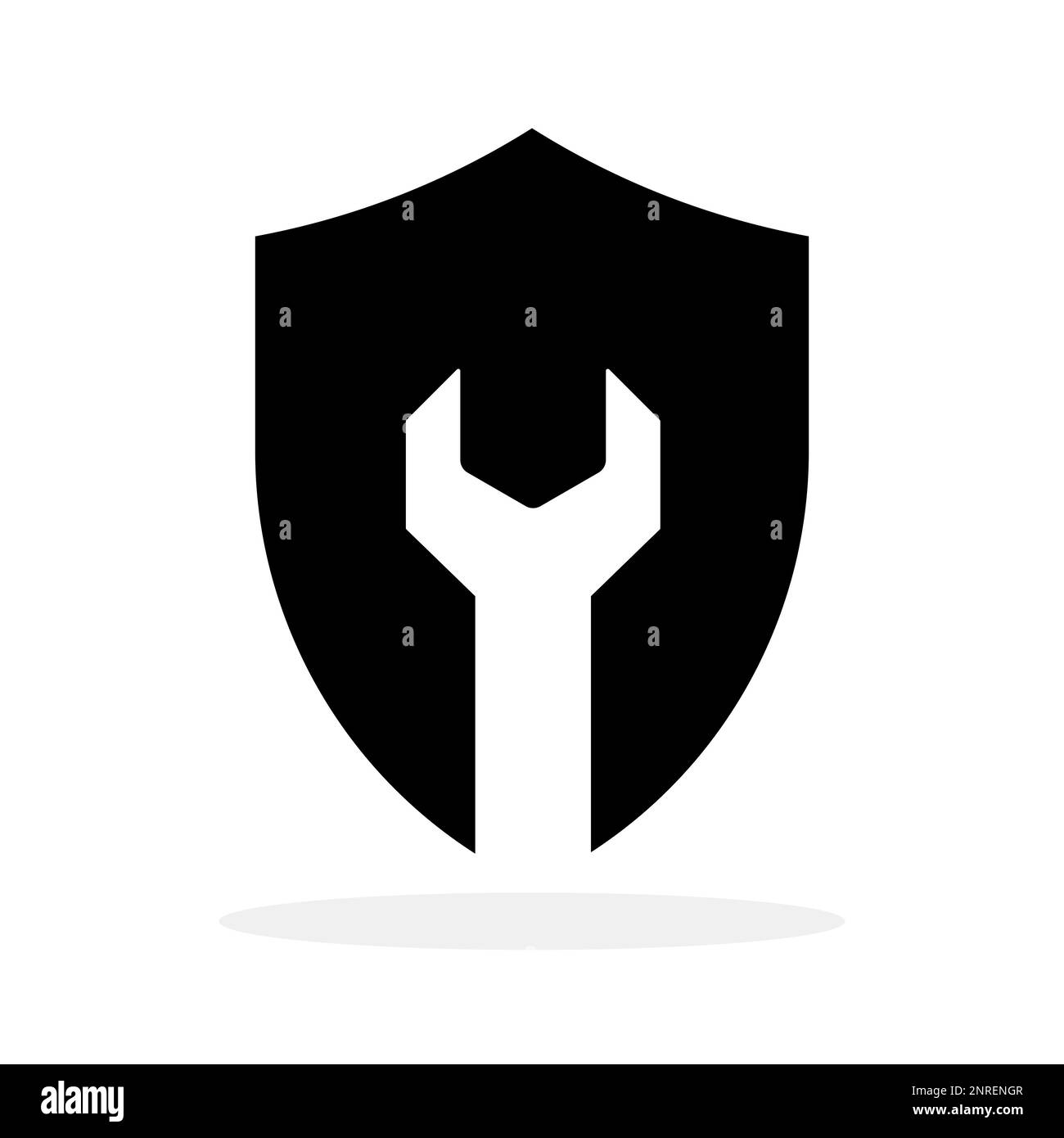 Shield with wrench. Abstract logo design. Repair service concept ...