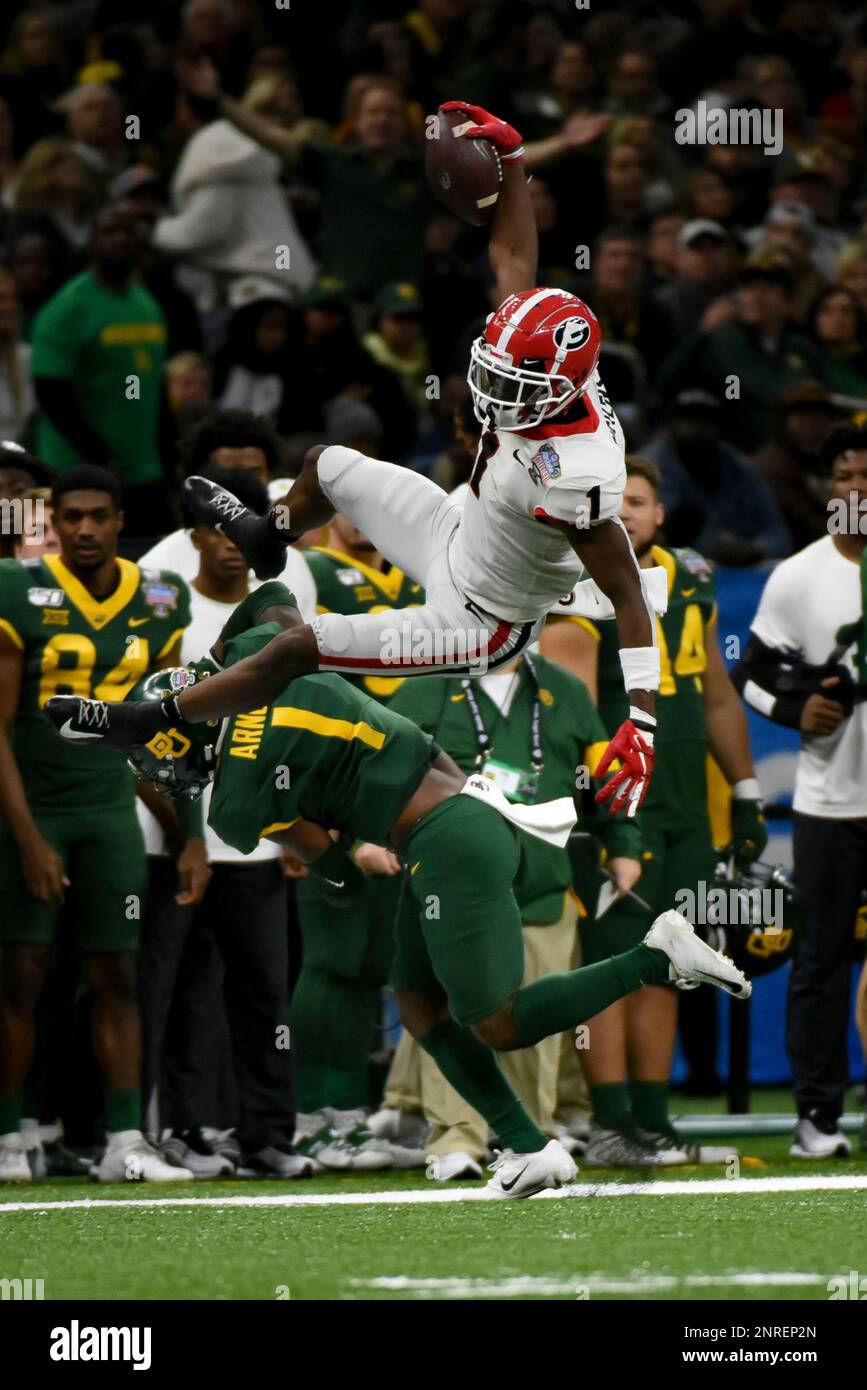 January 1 2020: Georgia Bulldogs wide receiver George Pickens (1) jumps over Baylor Bears ...