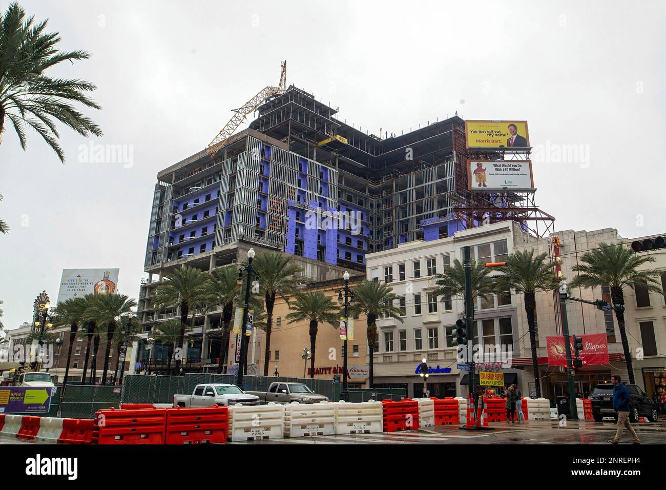 NEW ORLEANS, LA - DECEMBER 21: The Hard Rock Hotel hangs from a thread ...