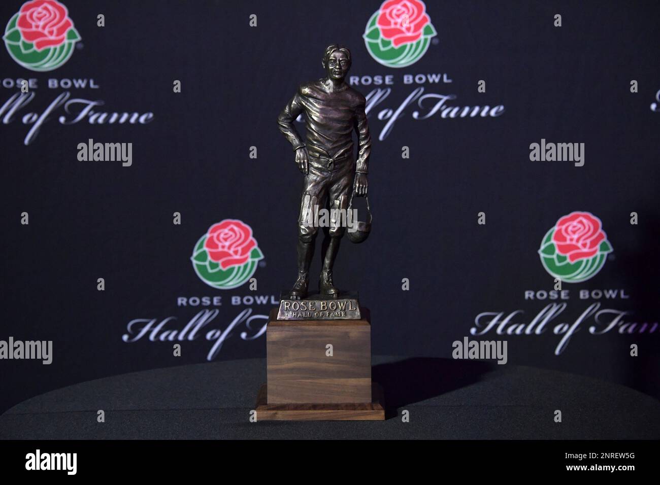 Detailed view of Hall of Fame inductee trophy featuring figurine of ...