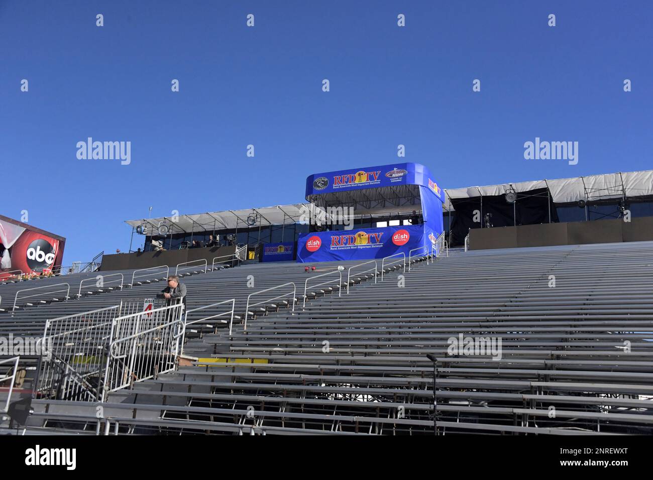 General overall view of the grandstands at the start of the Rose Parade ...