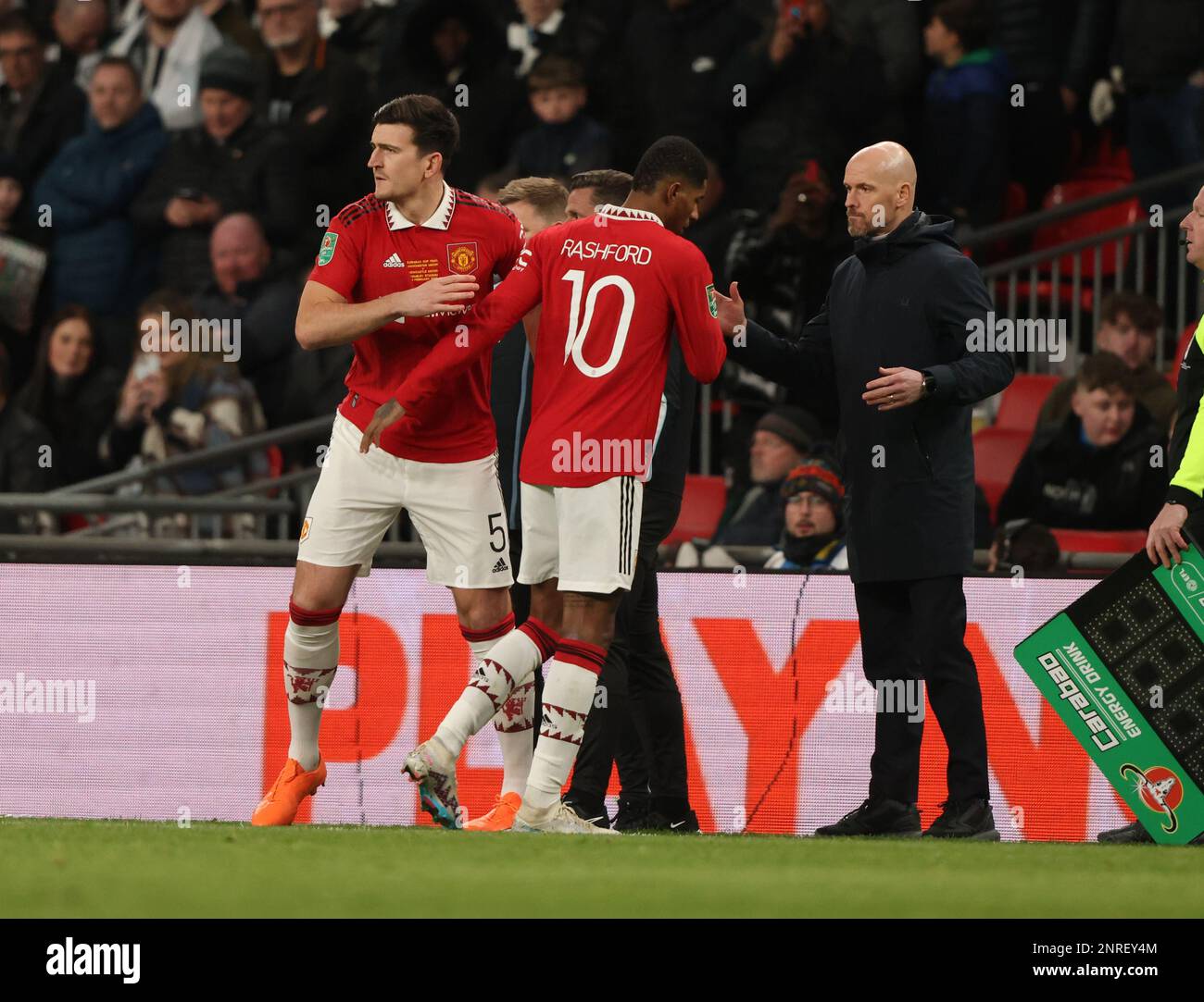 Wembley, UK. 26th Feb, 2023. Erik ten Hag (Man Utd manager) replaces ...