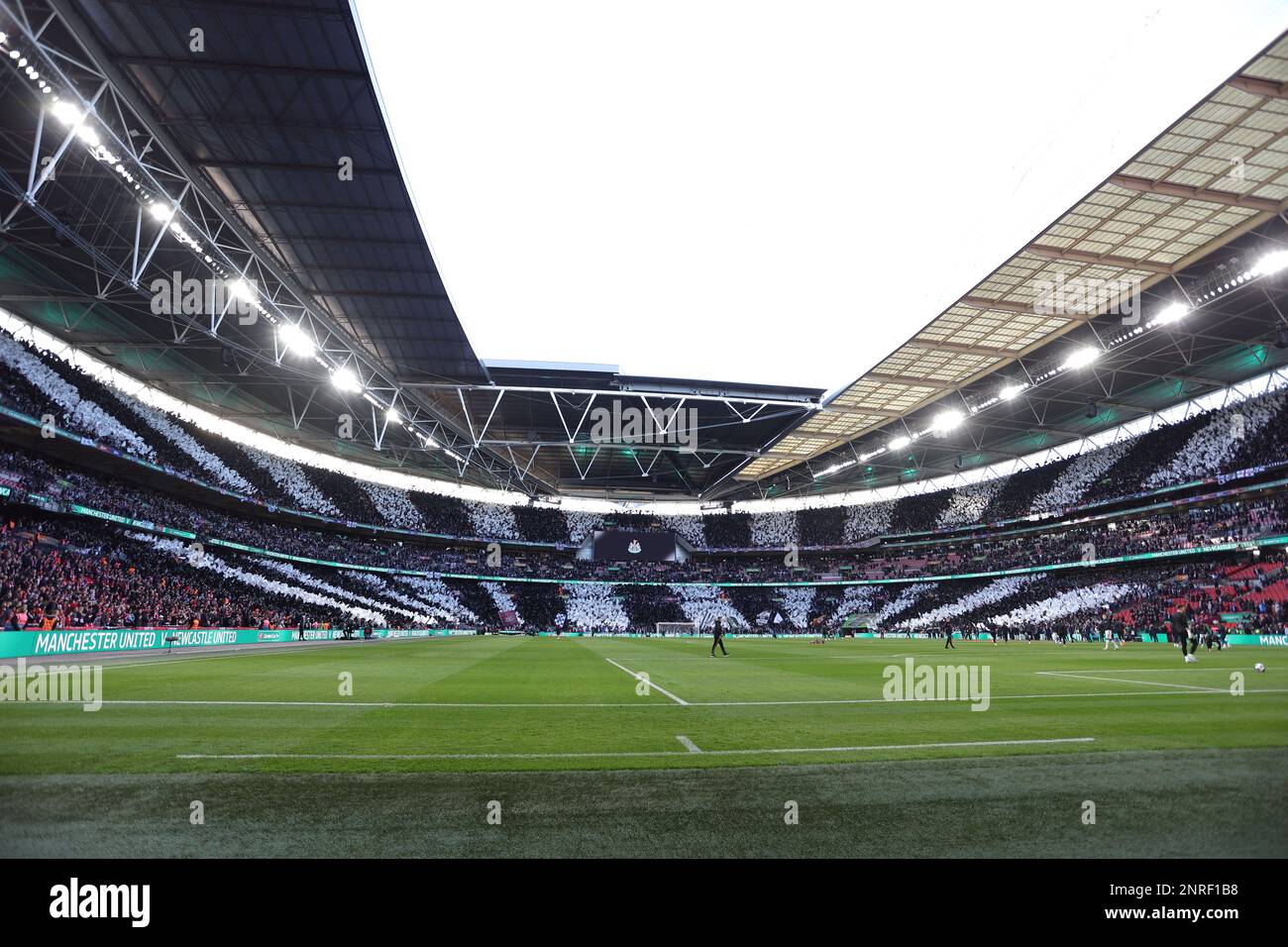 Wembley, UK. 26th Feb, 2023. Newcastle fans waving their flags at the Carabao Cup Final ...