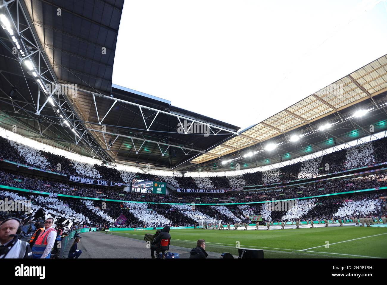Wembley, UK. 26th Feb, 2023. Newcastle fans waving their flags at the ...