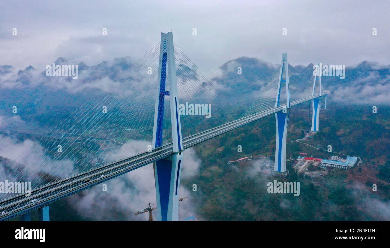 A view of the Pingtang Bridge on its opening day in Pingtang county in ...