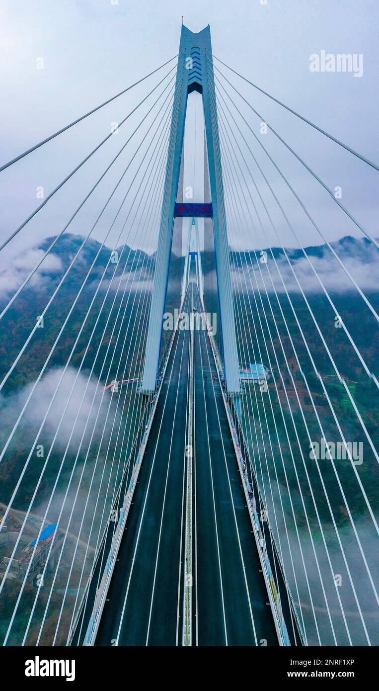 A view of the Pingtang Bridge on its opening day in Pingtang county in ...