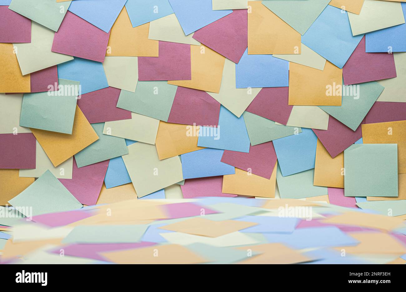 Colorful sticky notes on the board. Office work or reminder concepts ...
