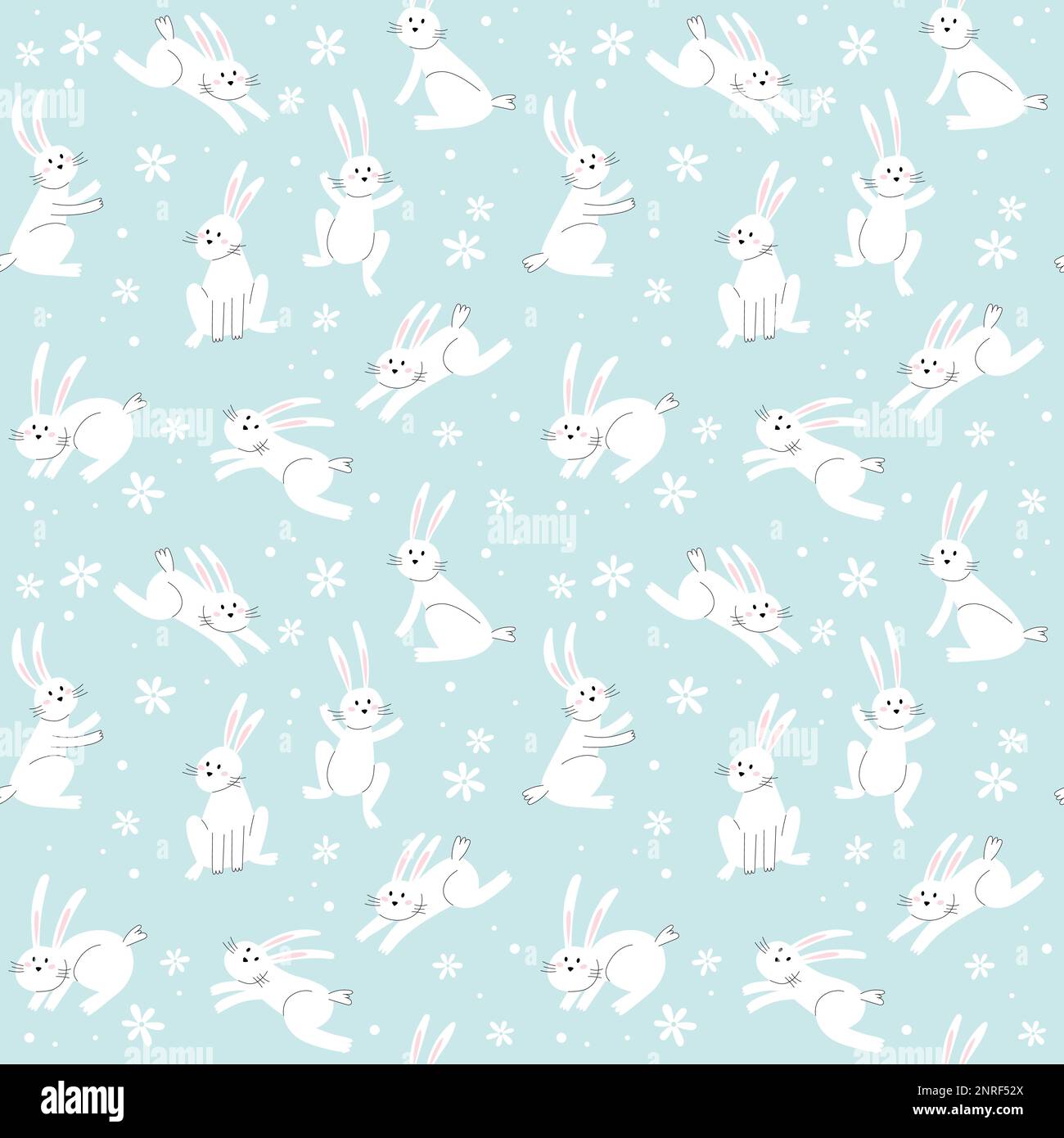 Easter bunny trendy pattern. Minimalist holiday characters, cute ...