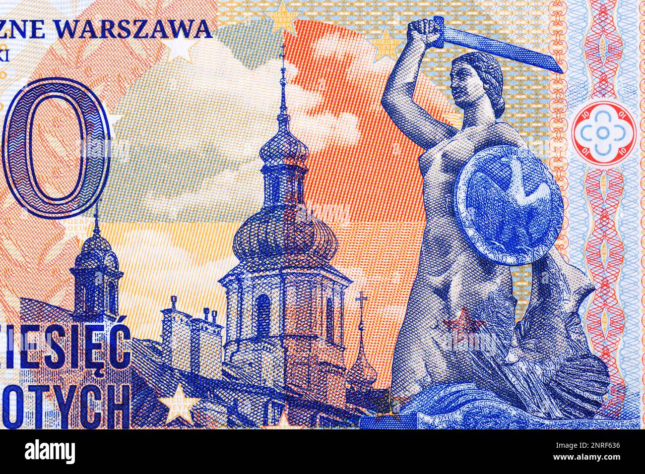 Mermaid Monument in Warsaw from money - zloty Stock Photo - Alamy
