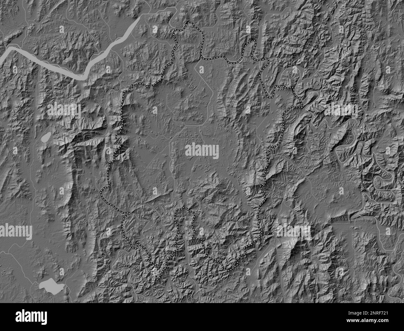 Daejeon, metropolitan city of South Korea. Bilevel elevation map with ...