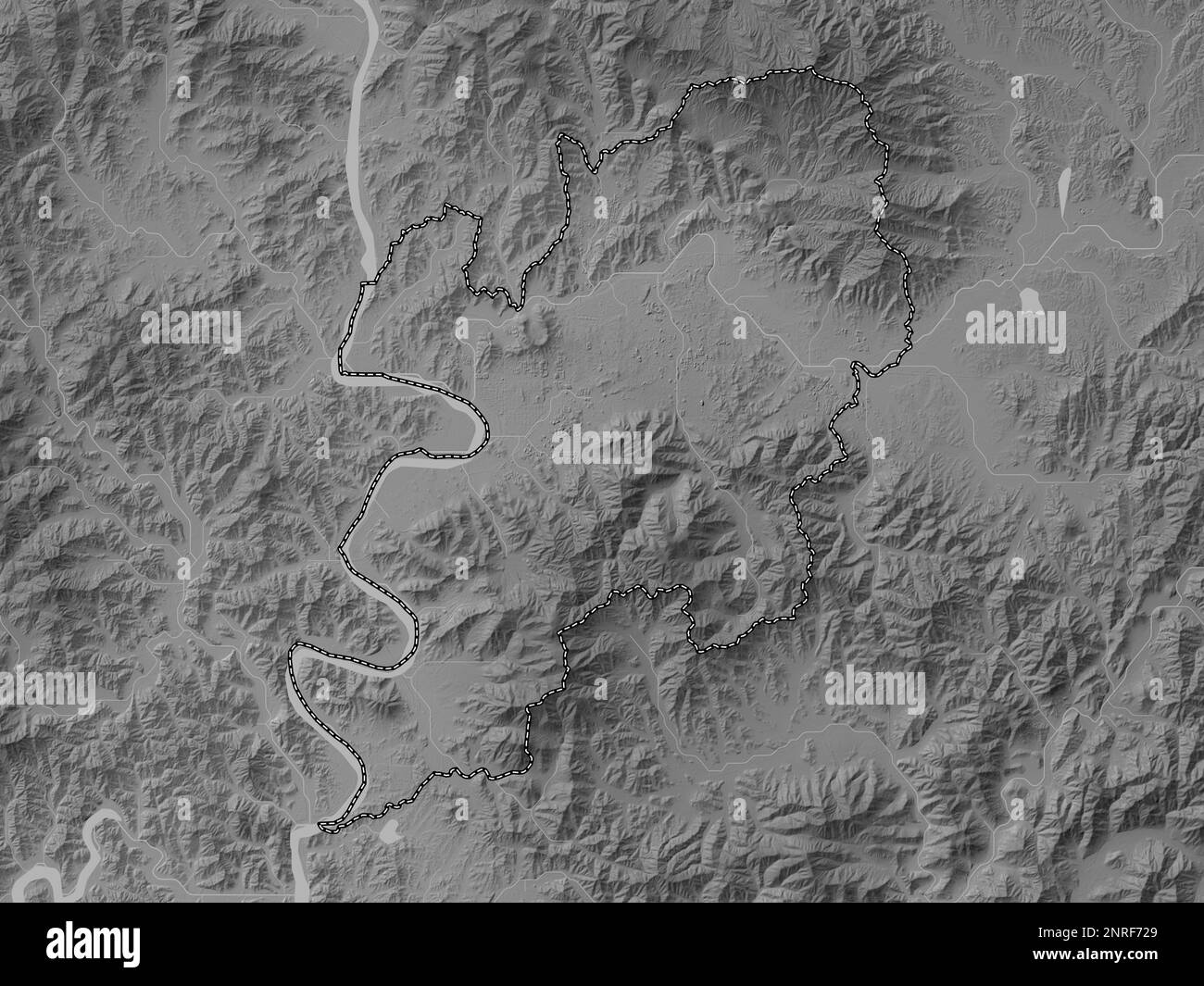 Daegu, metropolitan city of South Korea. Grayscale elevation map with ...