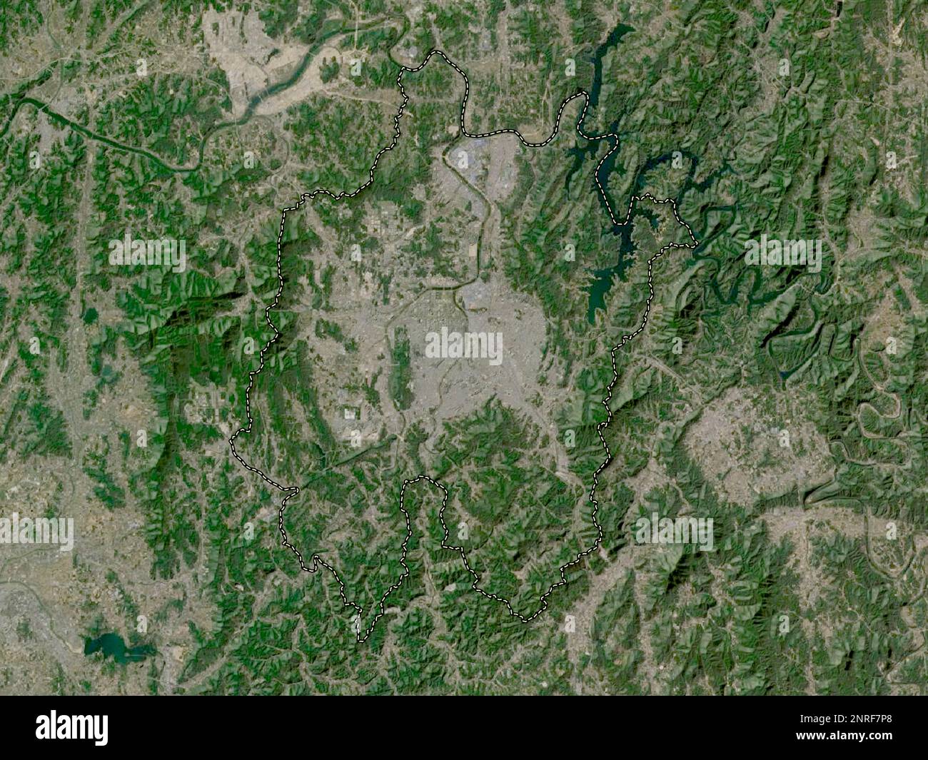 Daejeon, metropolitan city of South Korea. Low resolution satellite map ...