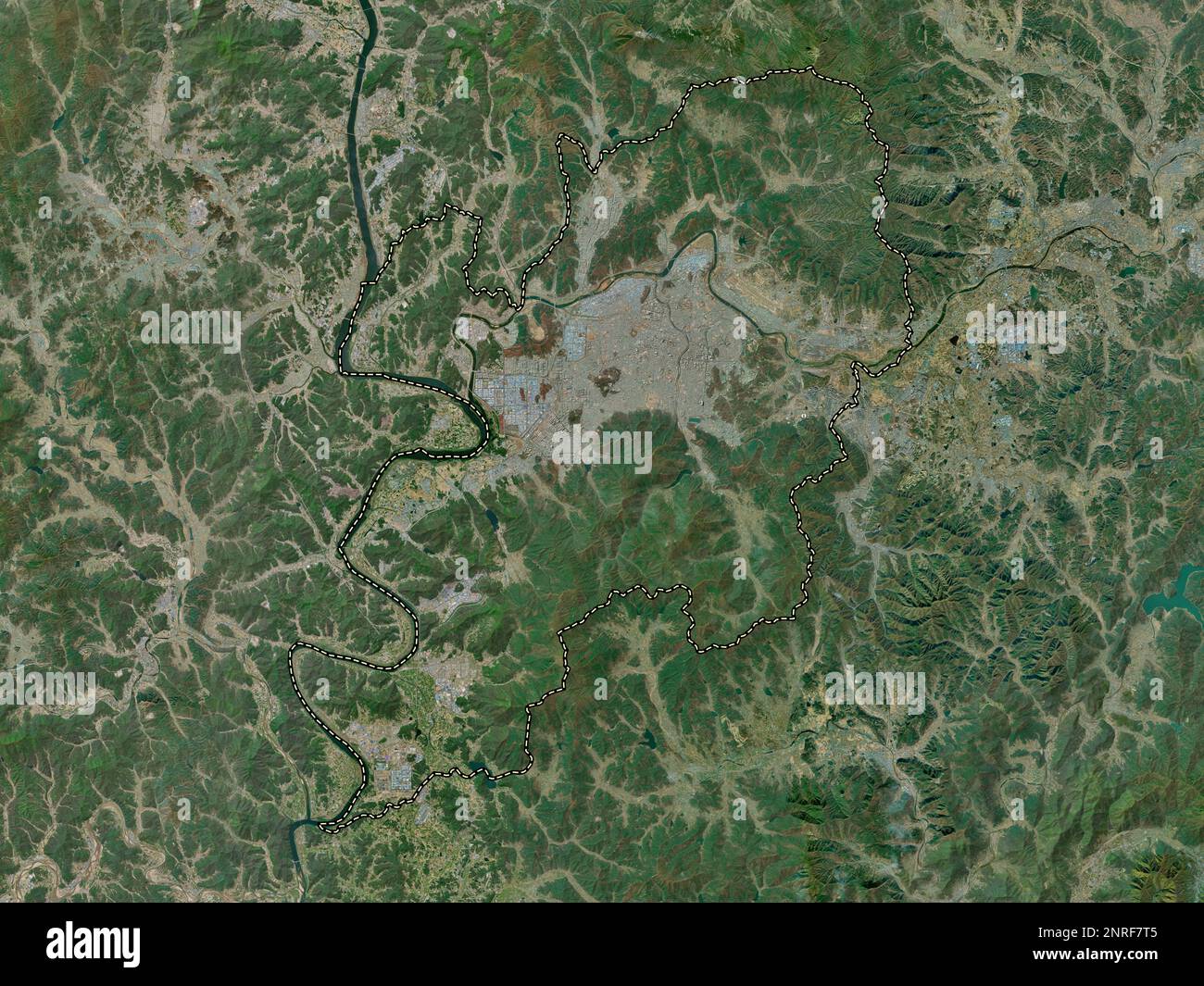 Daegu, metropolitan city of South Korea. High resolution satellite map ...