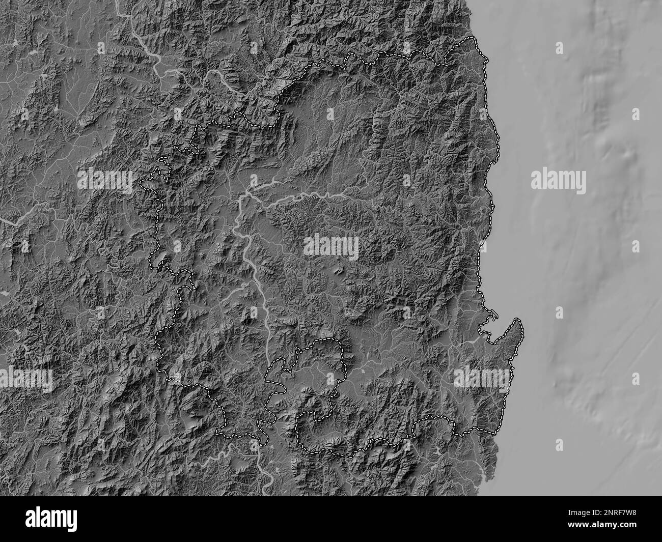 Gyeongsangbuk-do, province of South Korea. Bilevel elevation map with ...