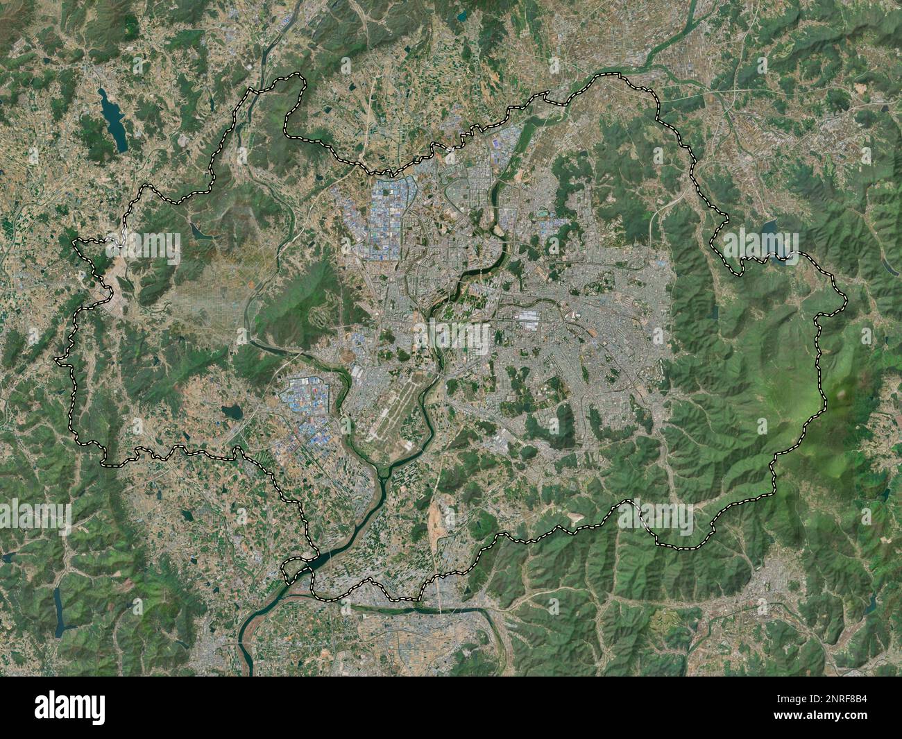 Gwangju, metropolitan city of South Korea. High resolution satellite ...