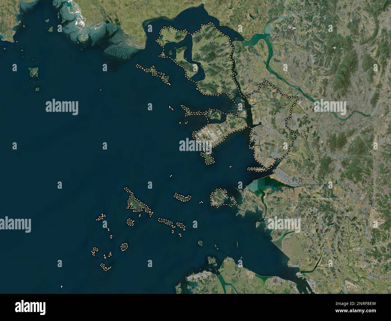 Incheon, metropolitan city of South Korea. High resolution satellite ...