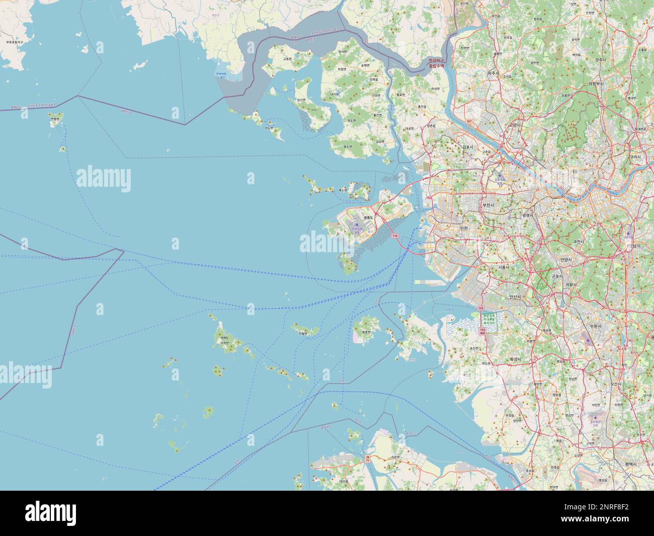 Incheon, metropolitan city of South Korea. Open Street Map Stock Photo ...
