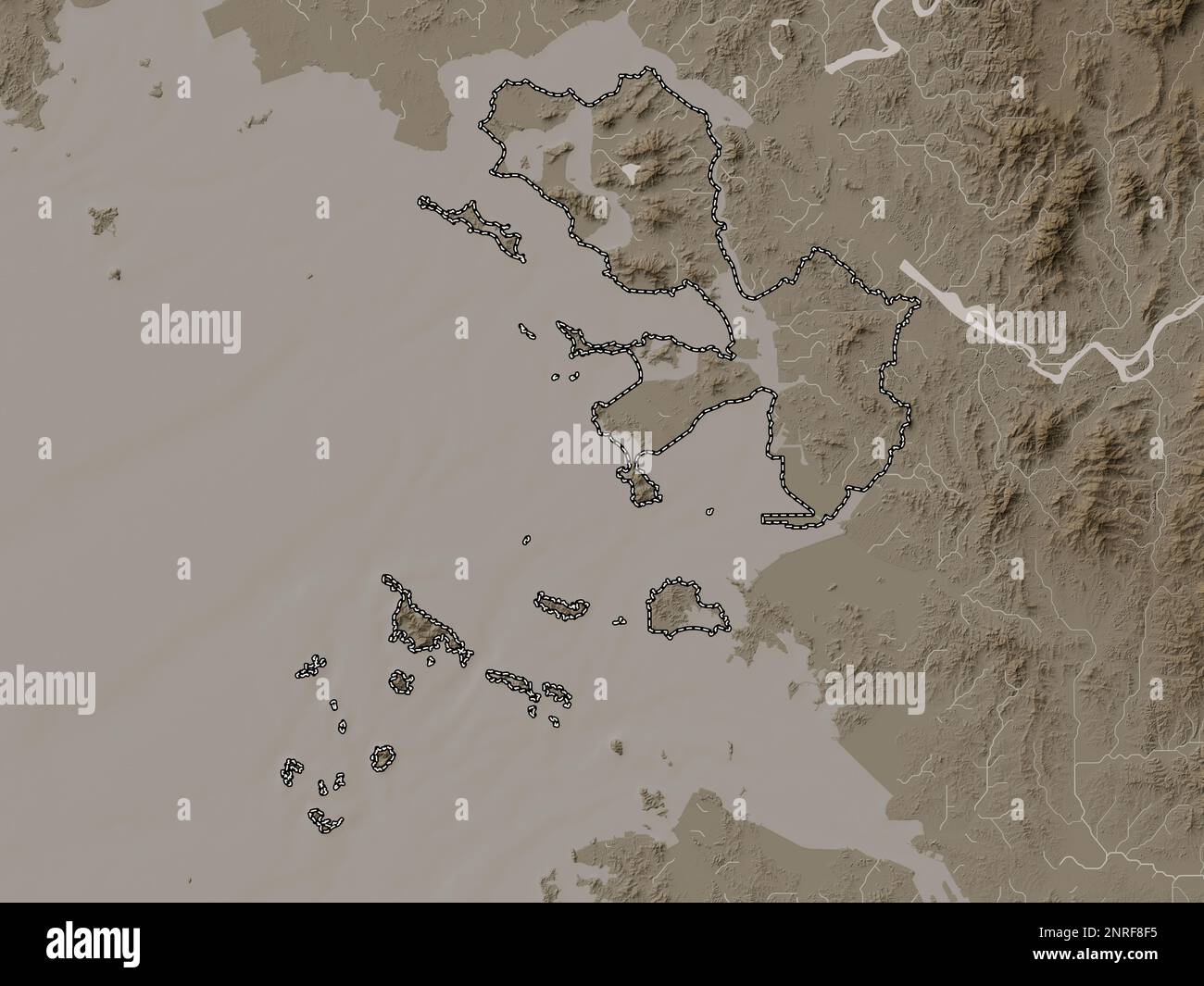 Incheon, metropolitan city of South Korea. Elevation map colored in ...