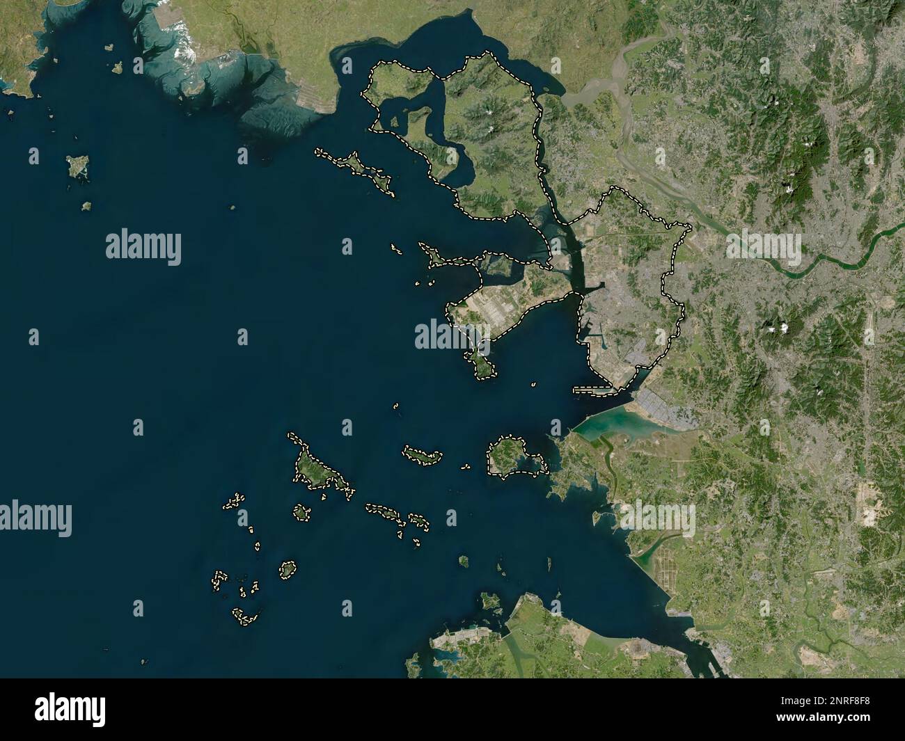 Incheon, metropolitan city of South Korea. Low resolution satellite map ...