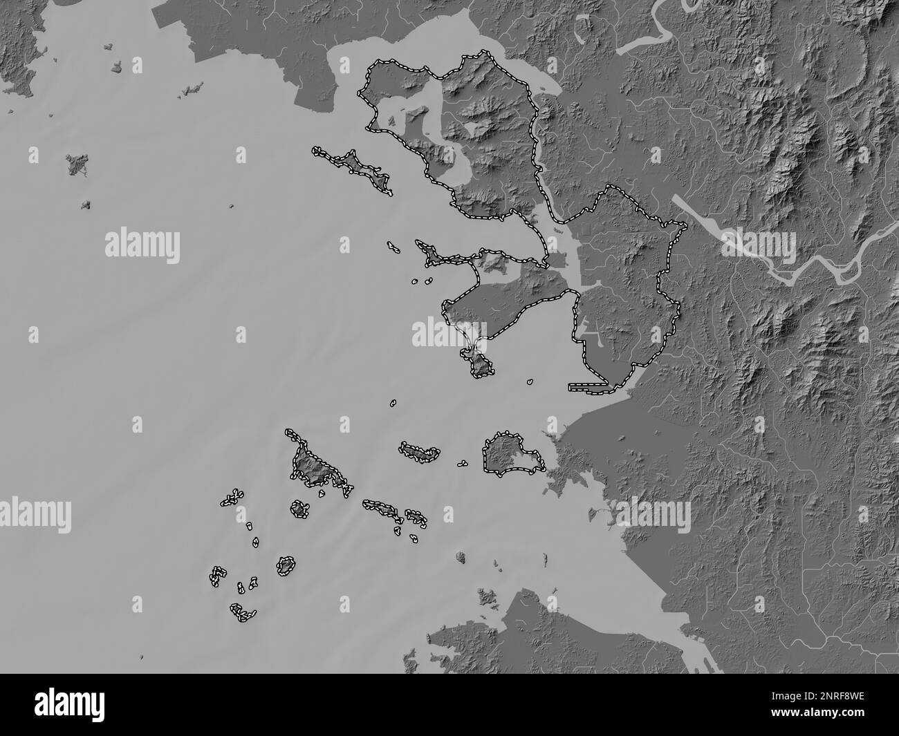 Incheon, metropolitan city of South Korea. Bilevel elevation map with ...
